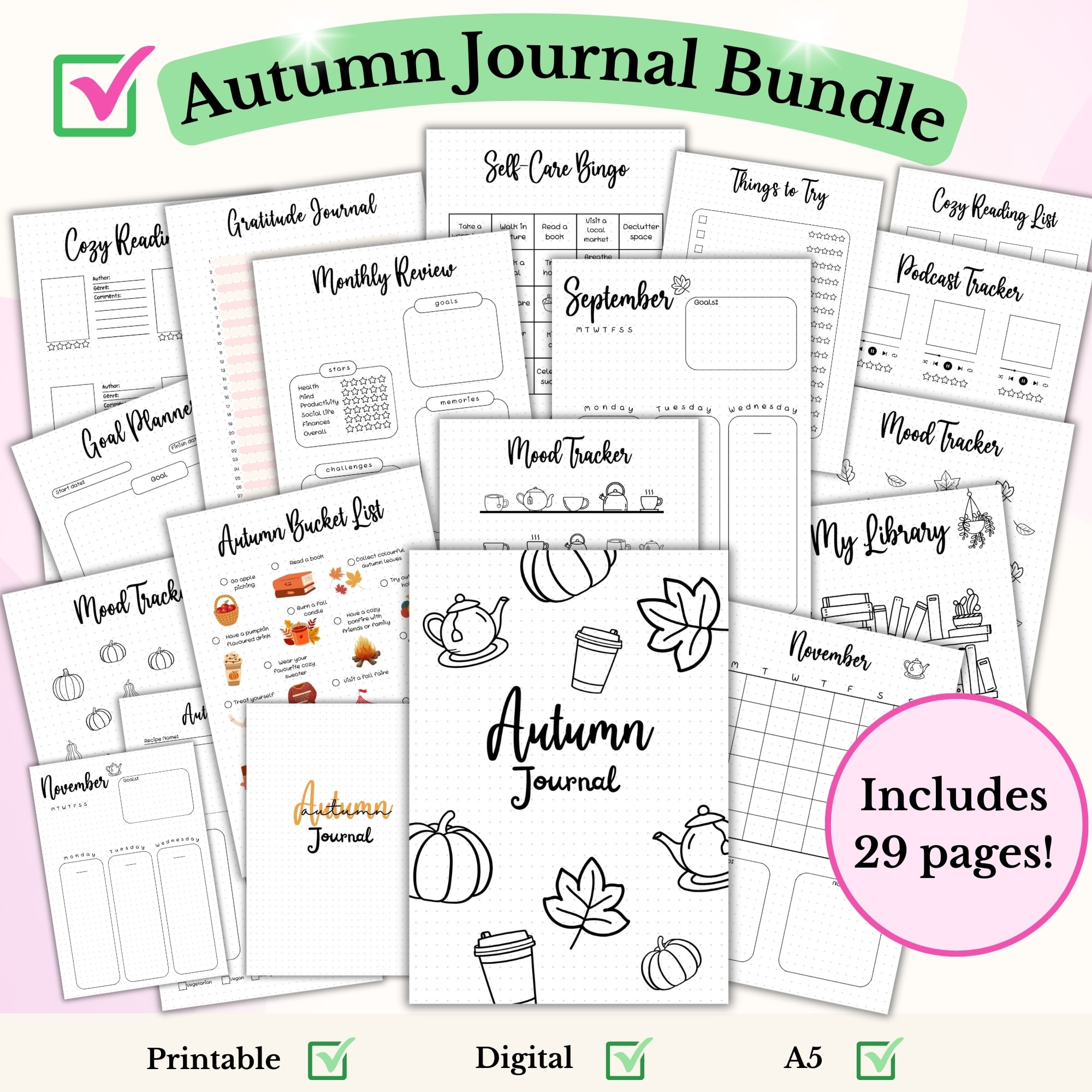 The Ultimate Autumn Bullet Journal Bundle–29 Cozy Pages for Fall ...