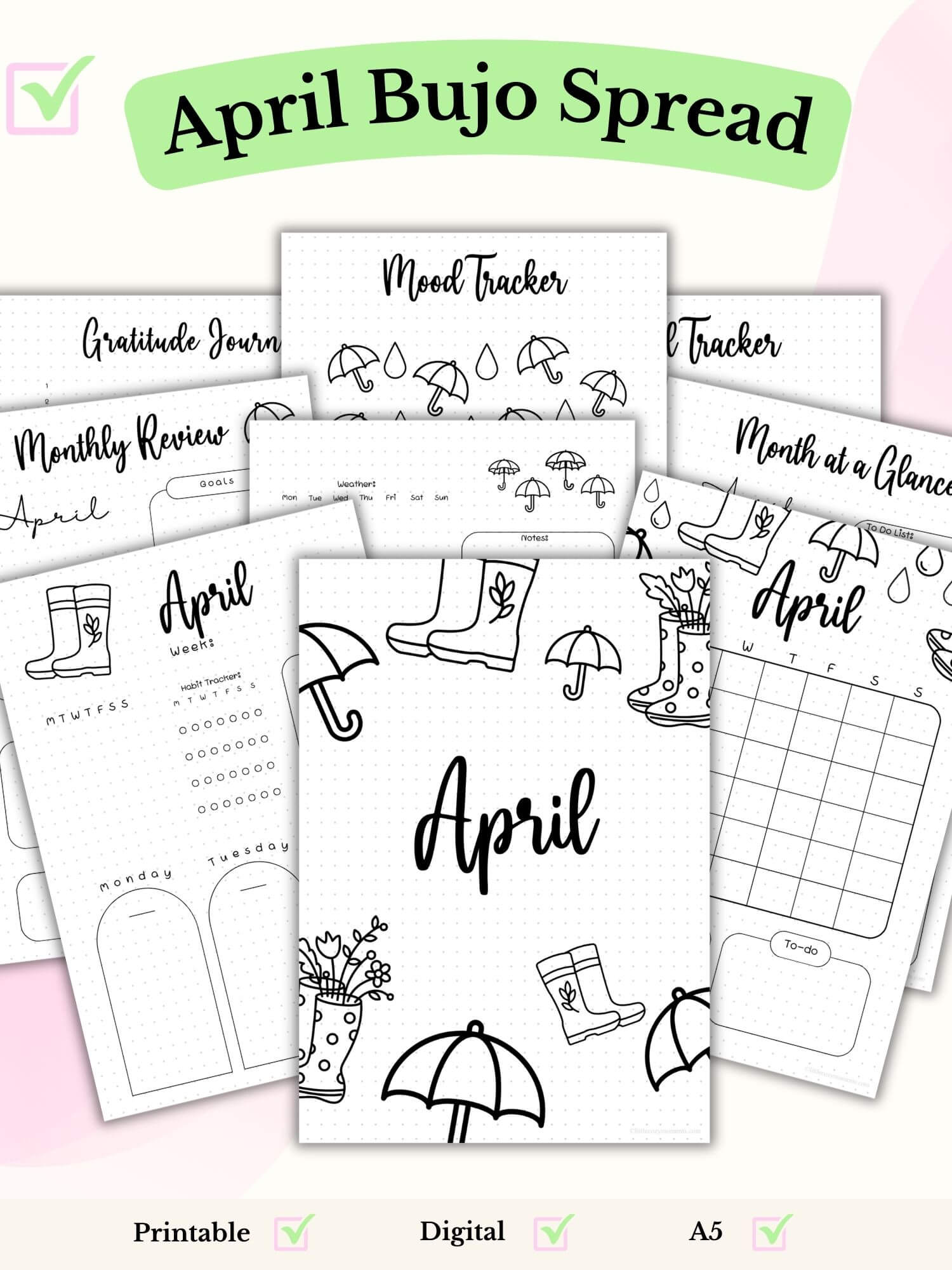 9 Free April Bullet Journal Spread Printables You Need - Little Cozy ...