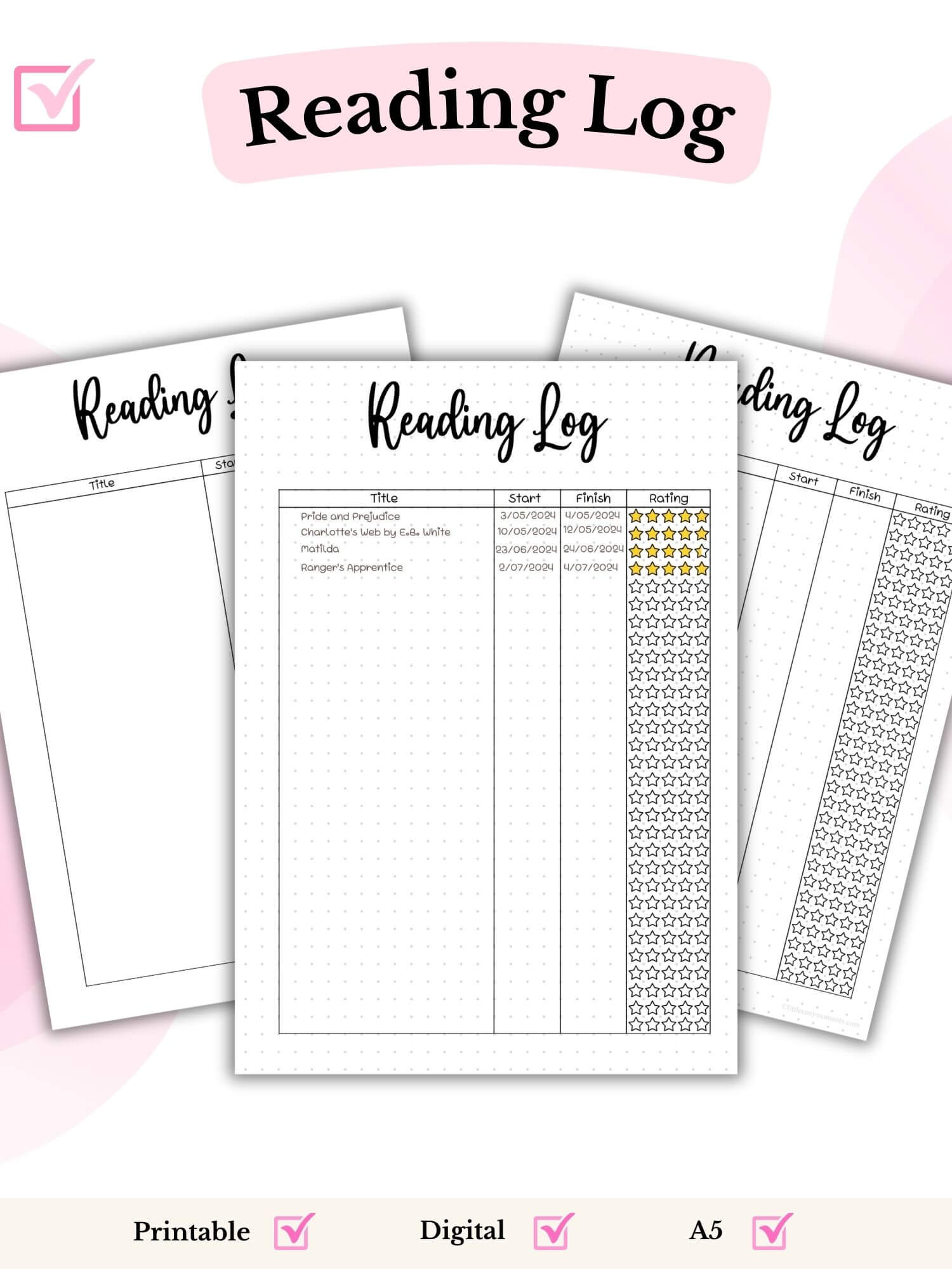 Simple Reading Log to Organize your Reading Journal - Little Cozy Moments