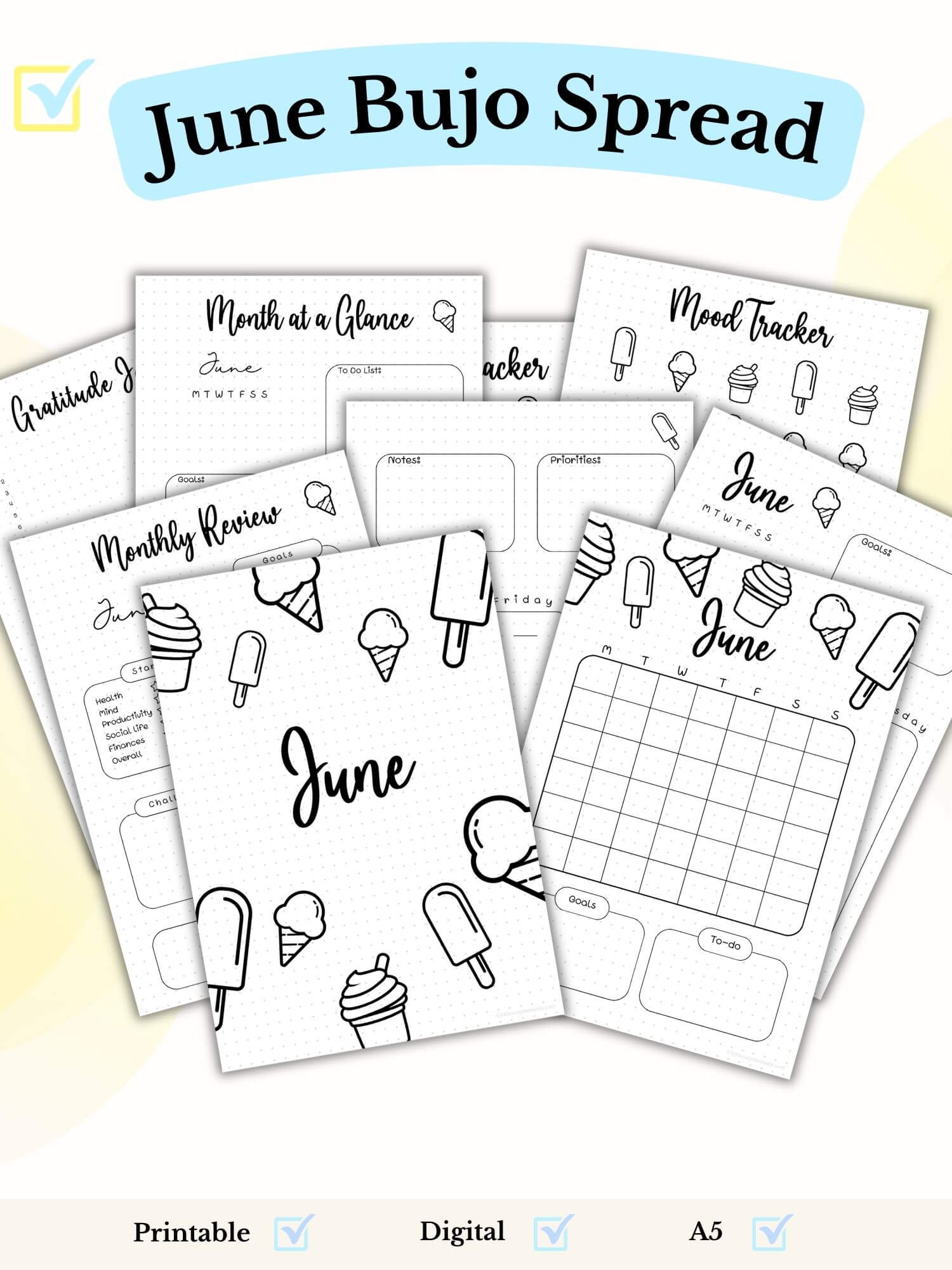 9 Free June Bullet Journal Spread Printables You Need - Little Cozy Moments